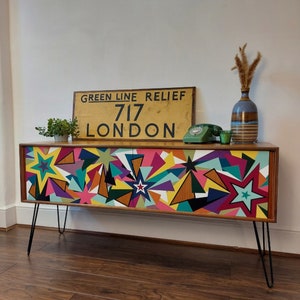 MADE TO ORDER, Bespoke Hand Painted Star Design Mid Century Sideboard ...