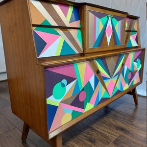 MADE TO ORDER, Bespoke Hand Painted Geometric Design, Mid Century ...