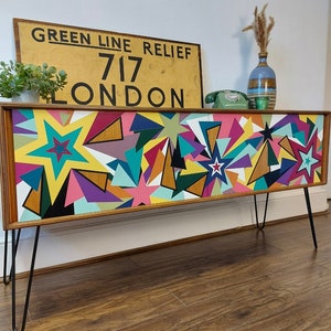 MADE TO ORDER, Bespoke Hand Painted Star Design Mid Century Sideboard ...
