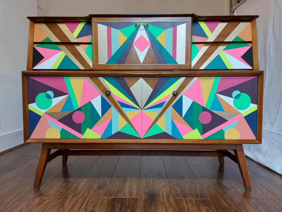 MADE TO ORDER, Bespoke Hand Painted Geometric Design, Mid Century ...