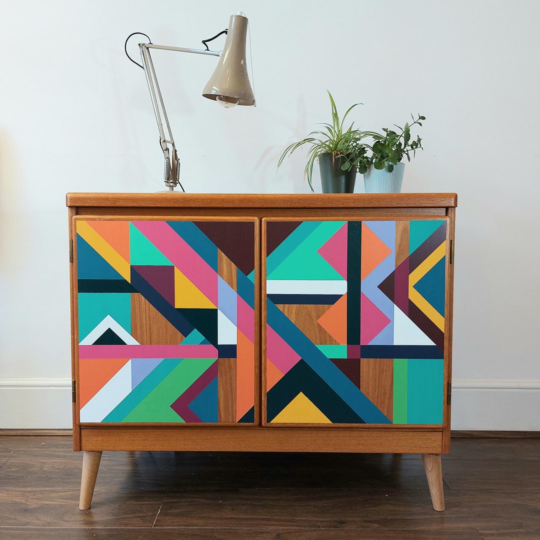 MADE TO ORDER, Bespoke Hand Painted Geometric Design, Mid Century ...