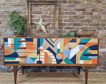MADE TO ORDER, Bespoke Hand Painted Geometric Design, Mid Century ...