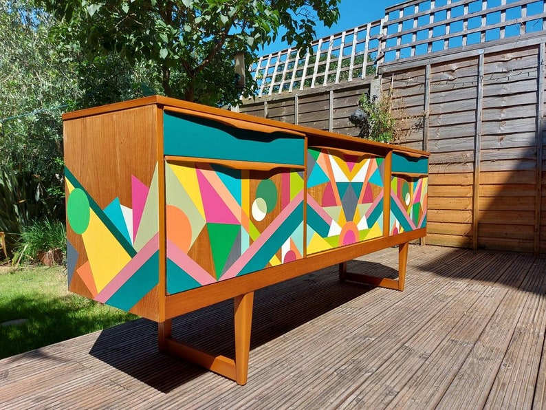 MADE TO ORDER, Bespoke Hand Painted Geometric Design, Mid Century ...