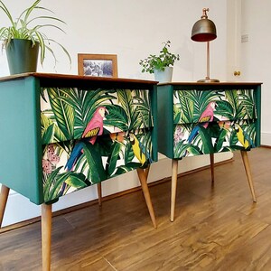 MADE TO ORDER Mid Century Renovated Upcycled Bedside Tables in Tropical ...