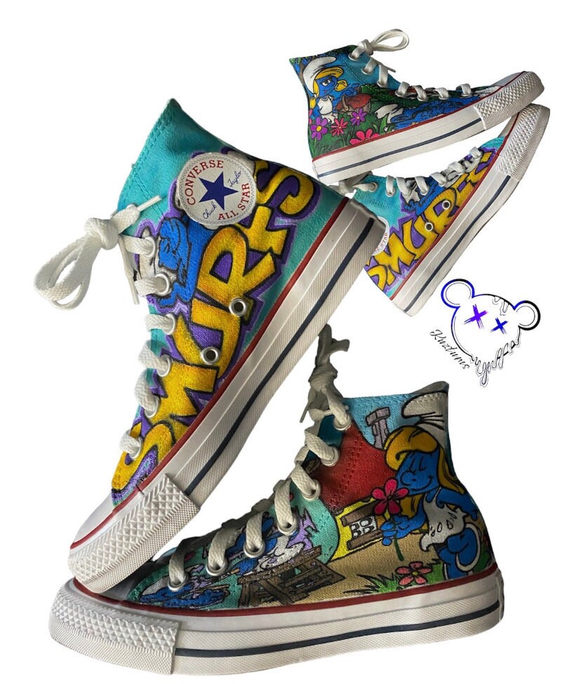 Customized Cartoon Low Top/high Converse Top Chuck Taylors by Kuztums ...