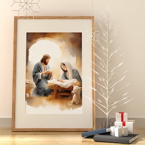 Christmas Nativity Print Nativity Scene Print Birth of Jesus Printable ...