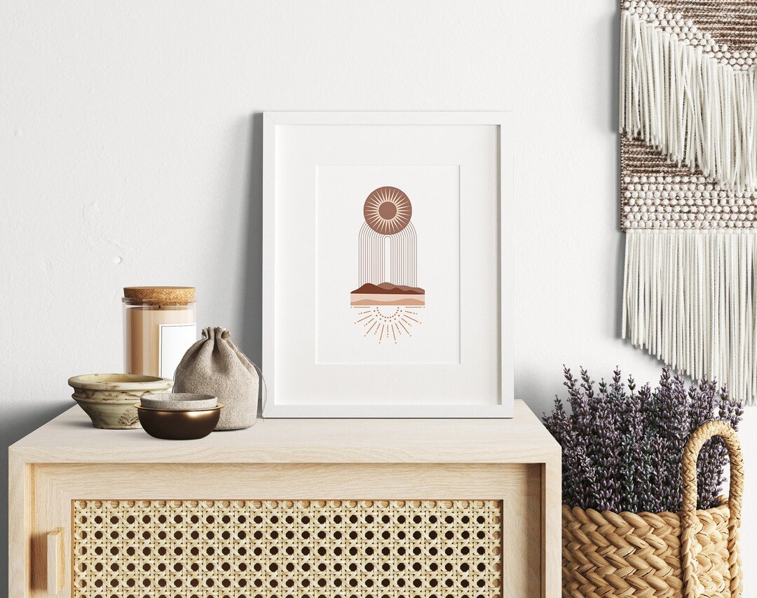 Boho Printable Art, Boho Wall Print, Mid Century Art Print, Neutral ...