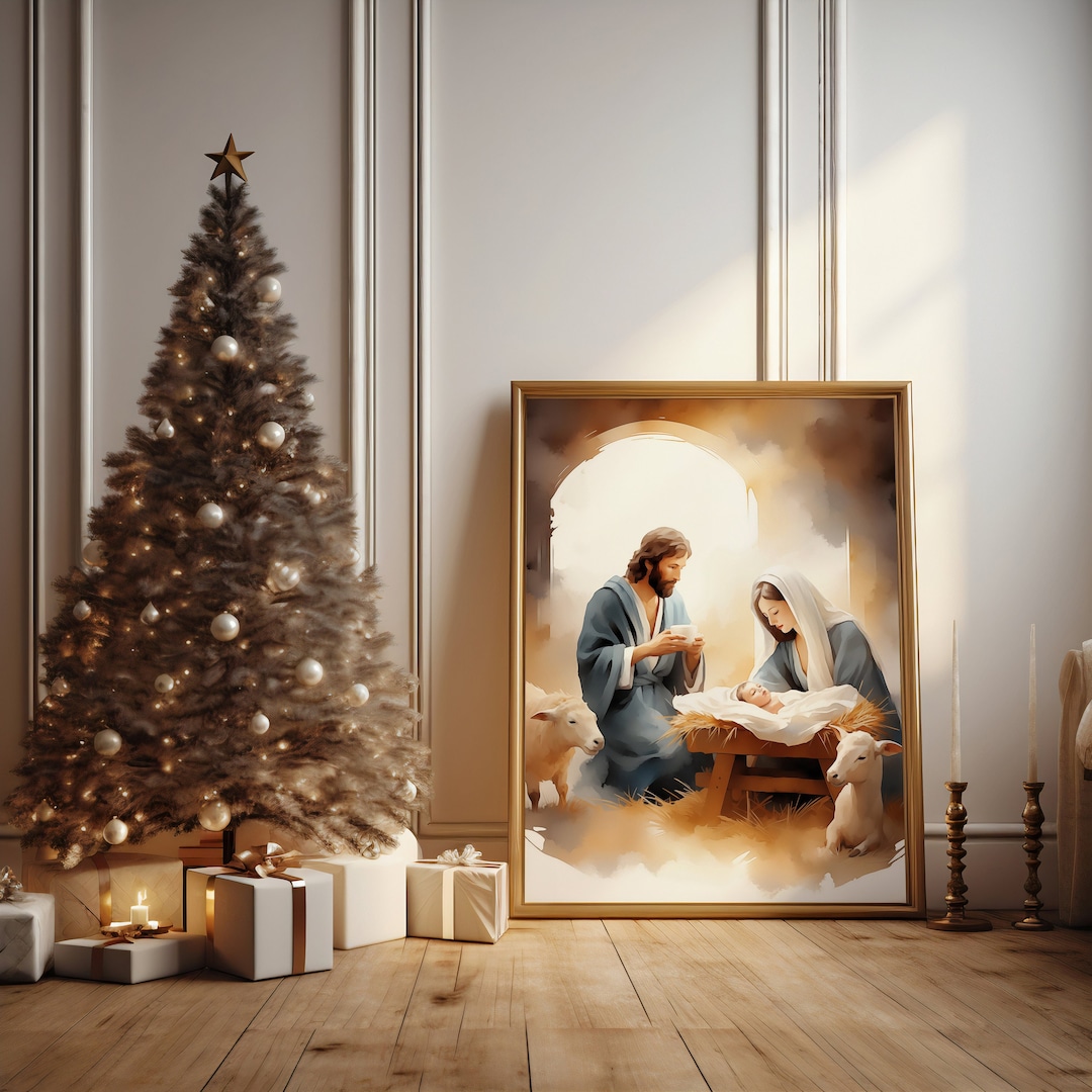 Christmas Nativity Print Nativity Scene Print Birth of Jesus Printable ...