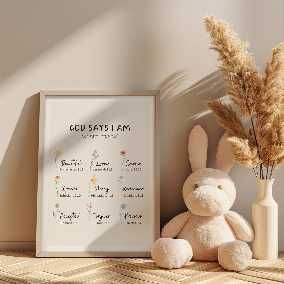 God Says I Am Nursery Wall Print Biblical Affirmations for Kids ...