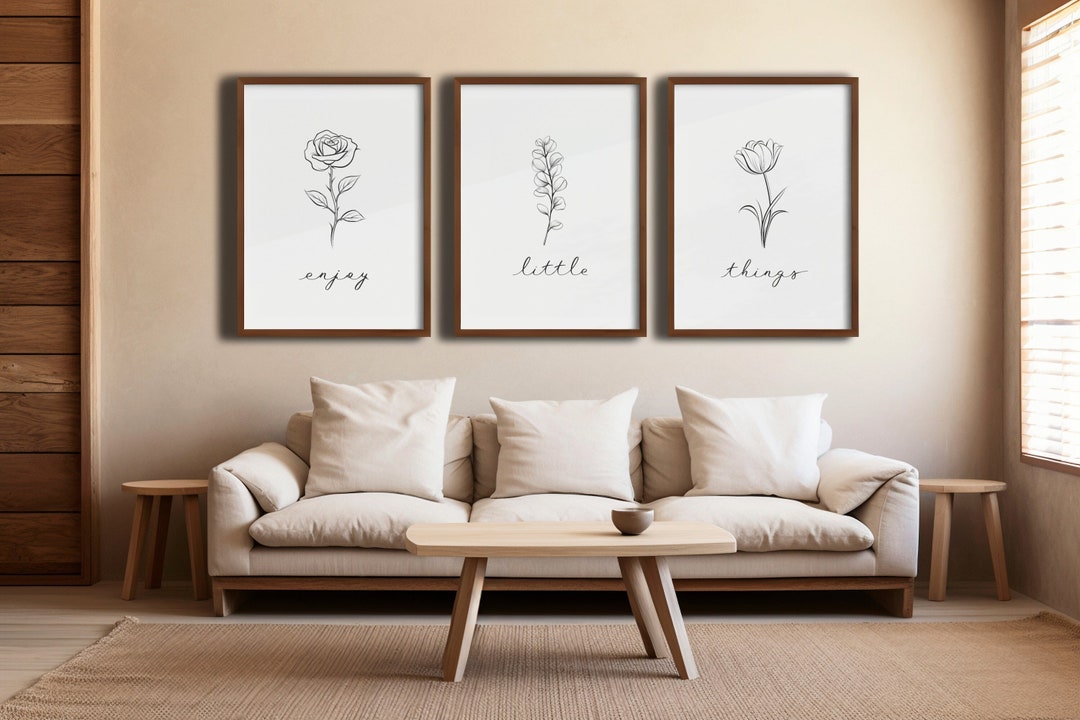Enjoy Little Things Printable Wall Decor, Flower Drawing Wall Prints ...