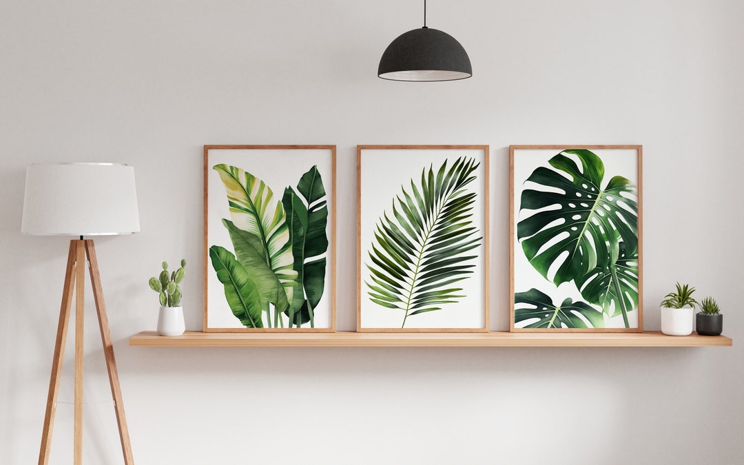 Tropical Leaf Prints, Monstera Leaf Print, 3 Piece Wall Decor ...