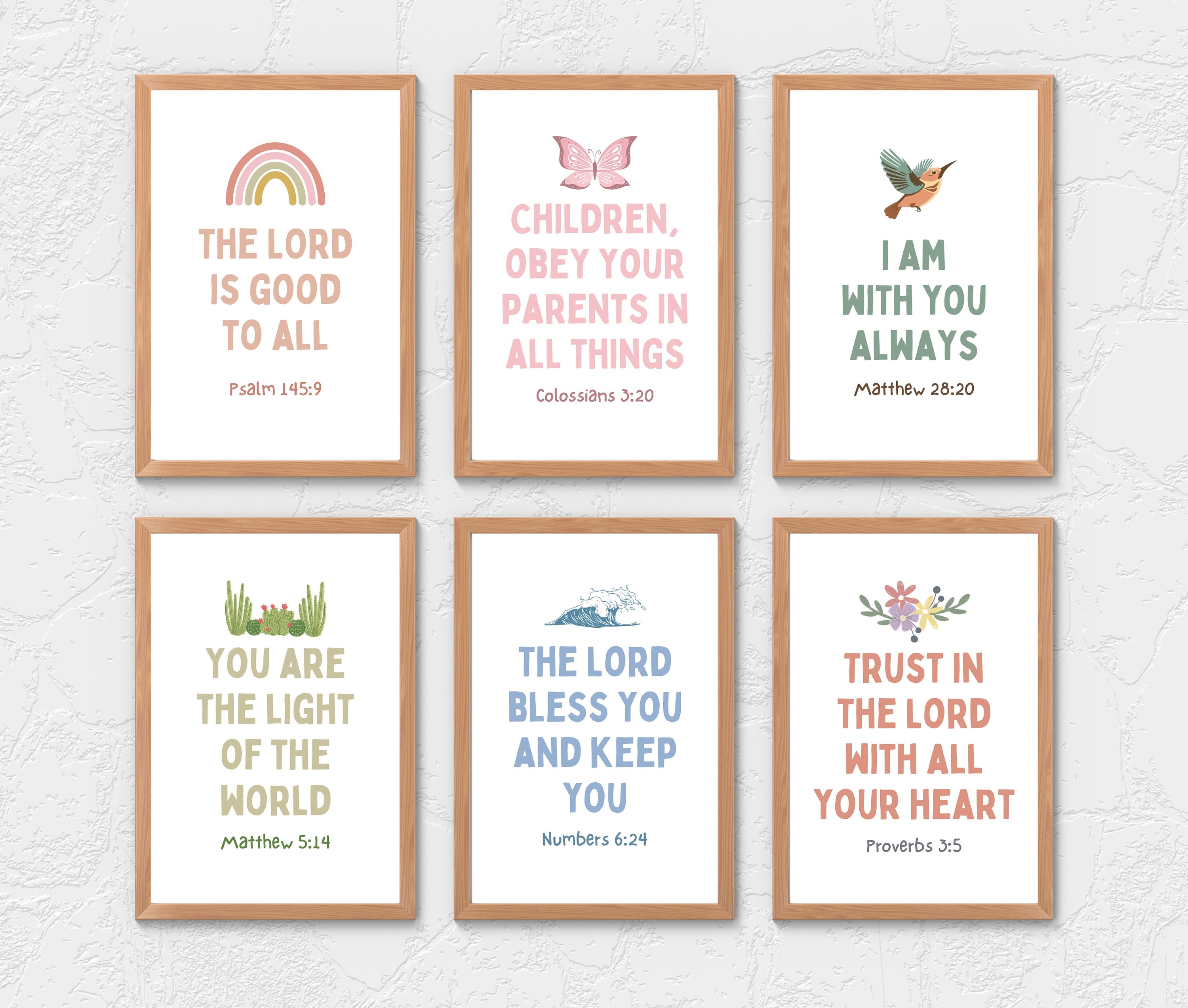 Kids Bible Verse Scripture Wall Art Church Sunday School Wall Art ...