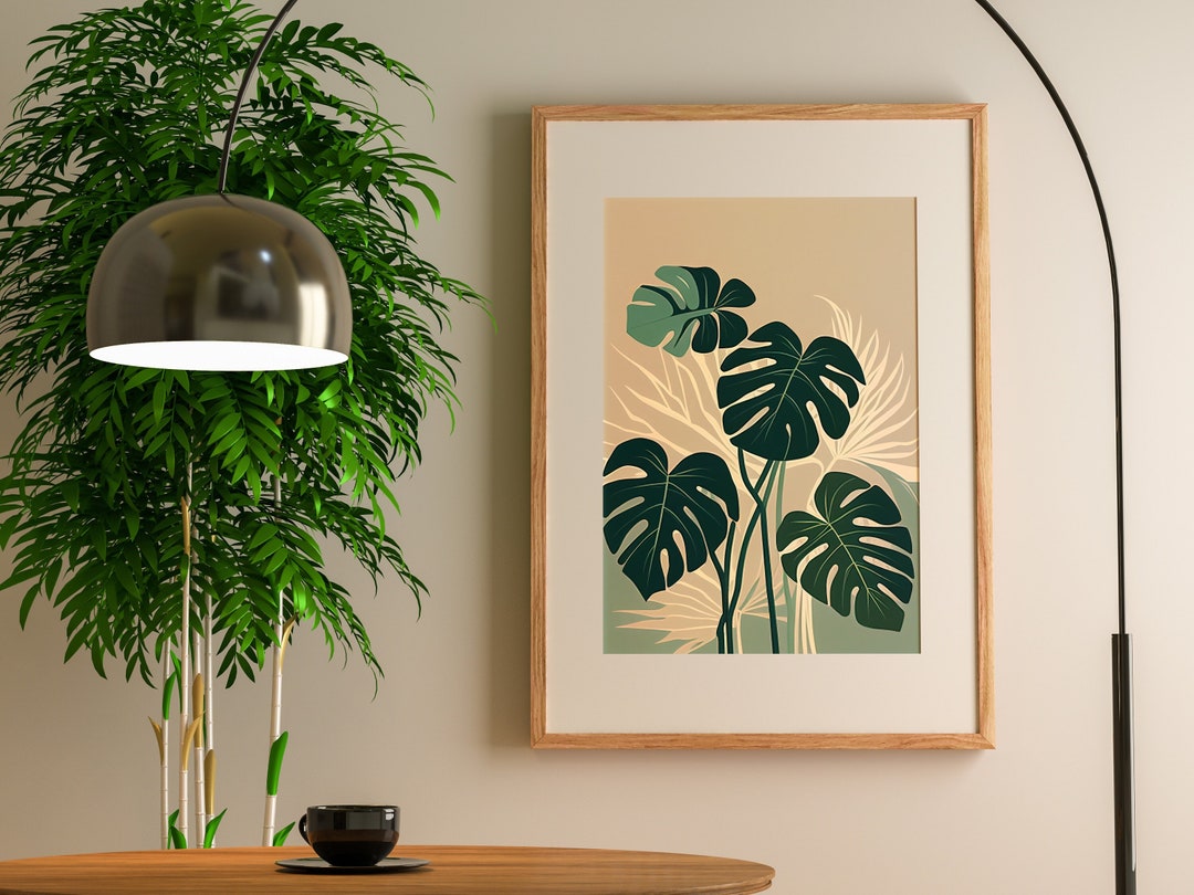 Monstera Botanical Print, Monstera Printable Wall Art, Living Room Wall ...