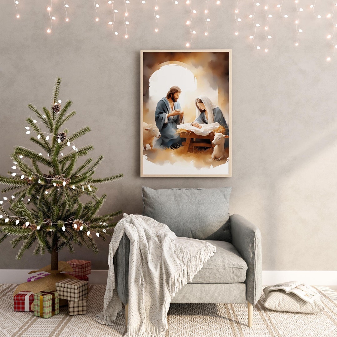Christmas Nativity Print Nativity Scene Poster Birth of Jesus Printable ...