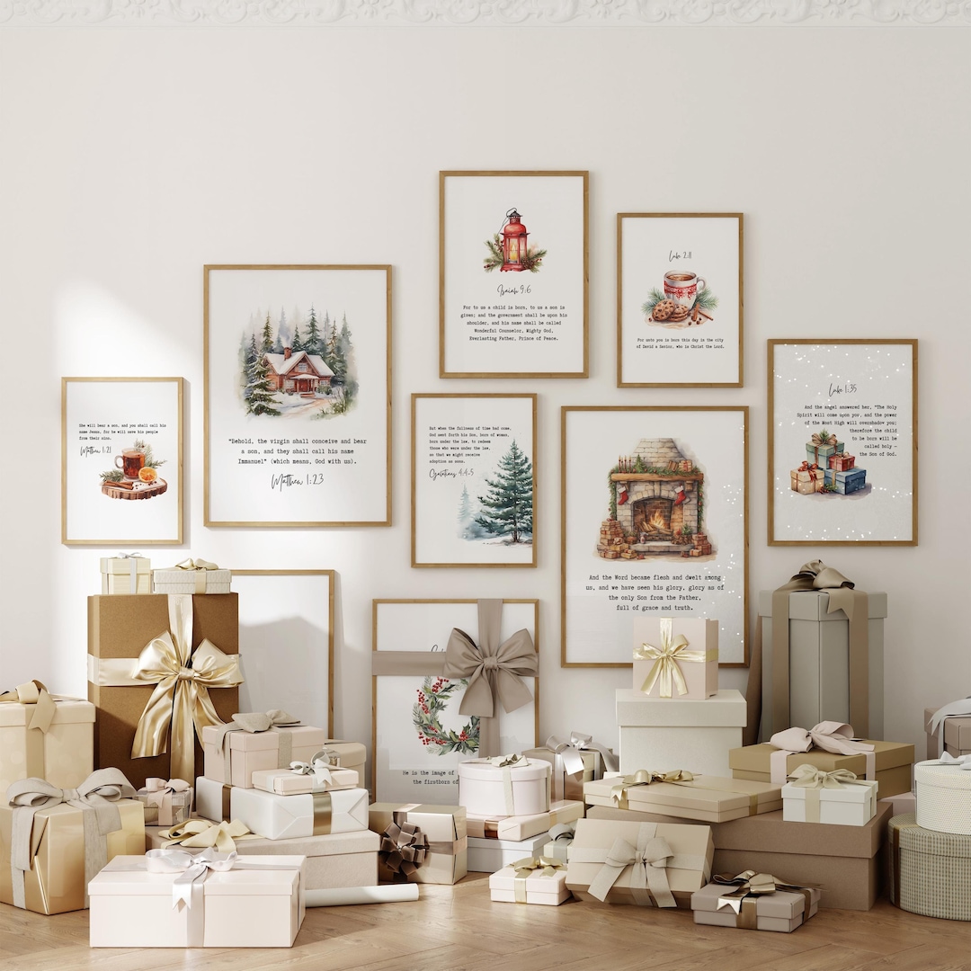 Christmas Scripture Wall Art Set of 8 Farmhouse Christmas Decor ...
