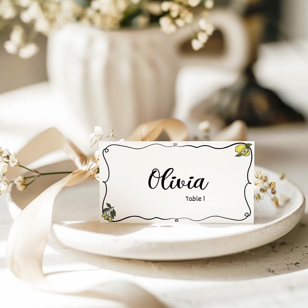 Place Card Template for Tuscany Wedding Editable Name Cards Template ...