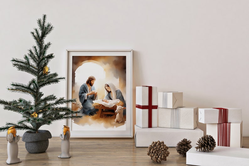 Christmas Nativity Print Nativity Scene Print Birth of Jesus Printable ...
