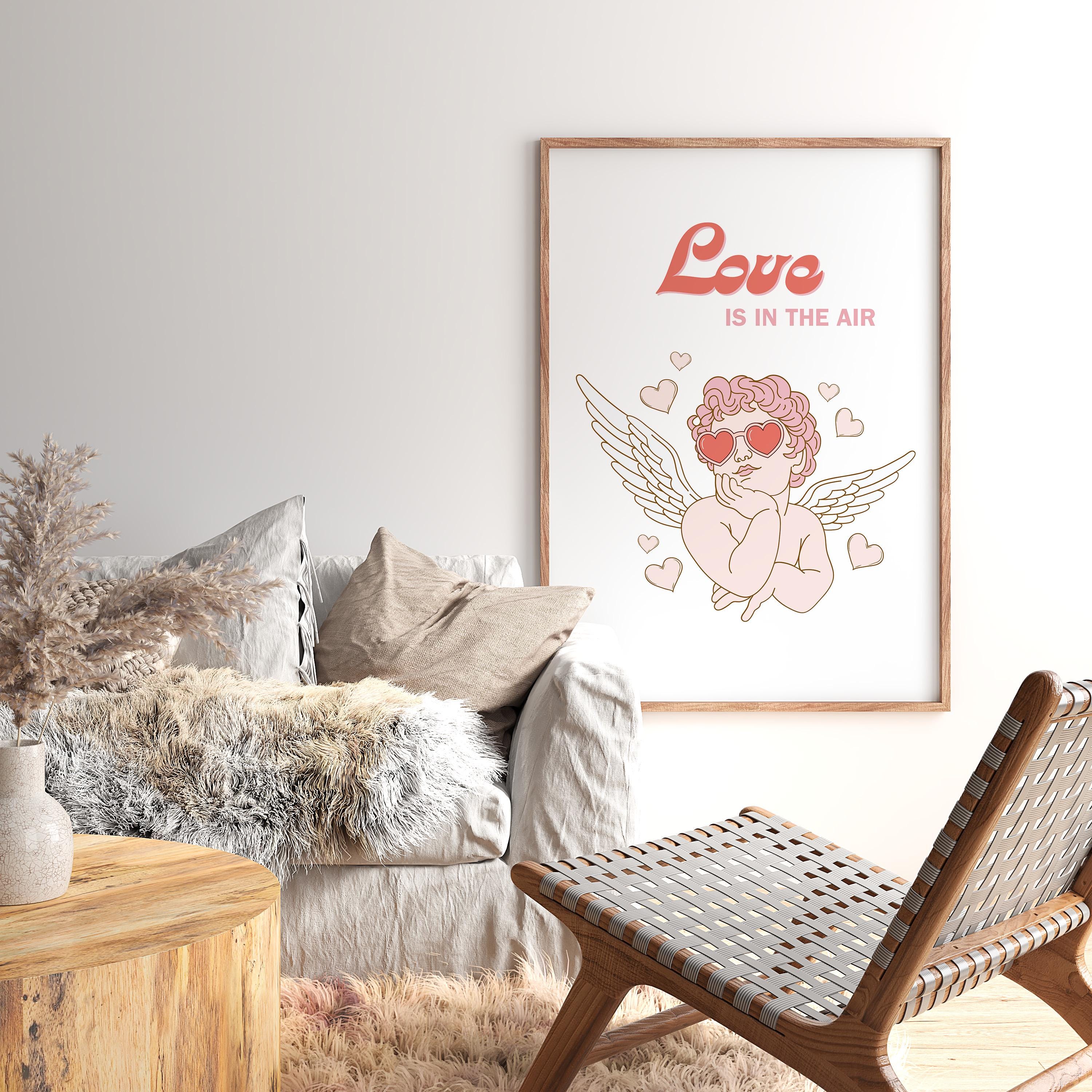 Retro Cupid Valentines Day Wall Print Love is in the Air Print ...
