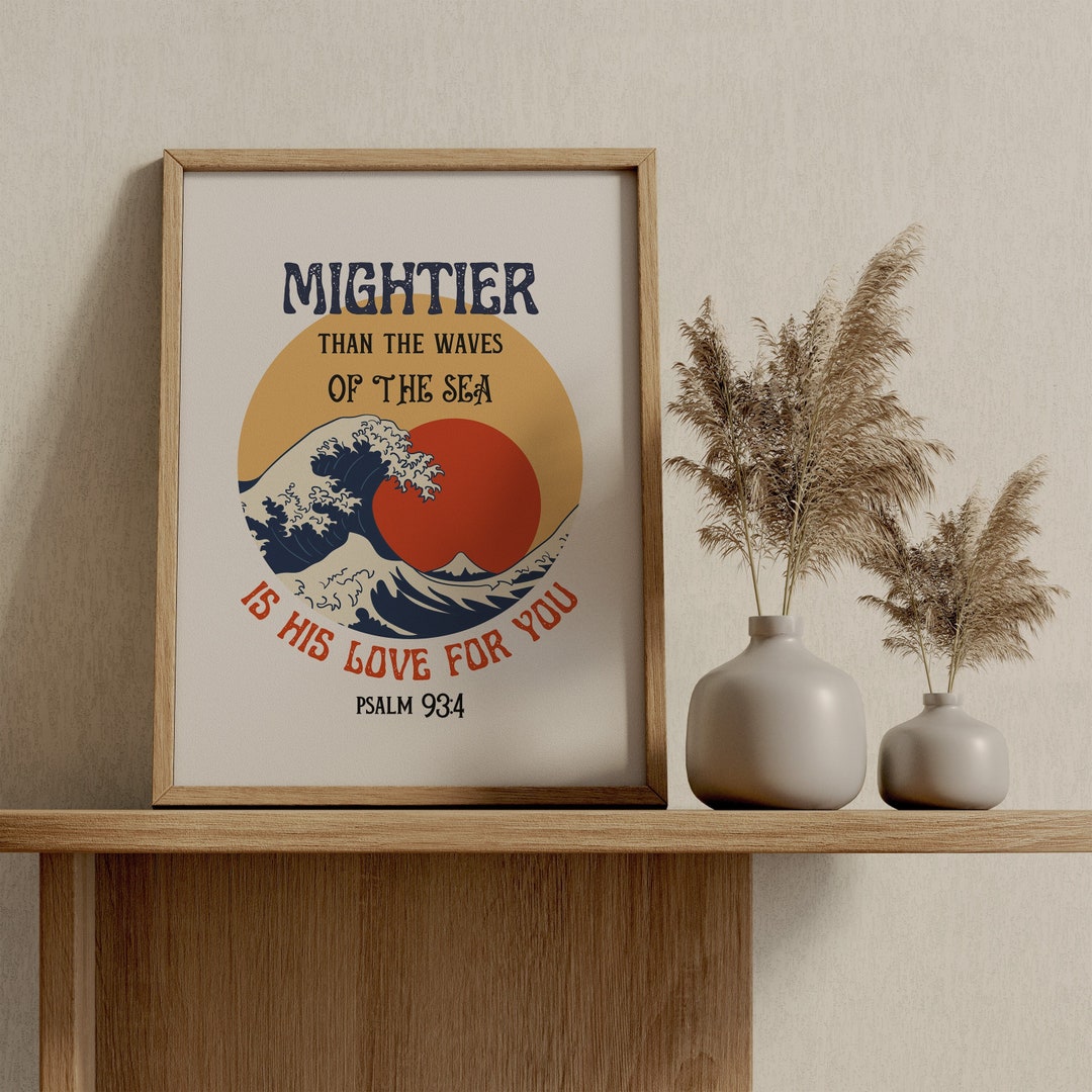 Psalm 93:4 Mightier Than the Waves Print Christian Sunday School Wall ...