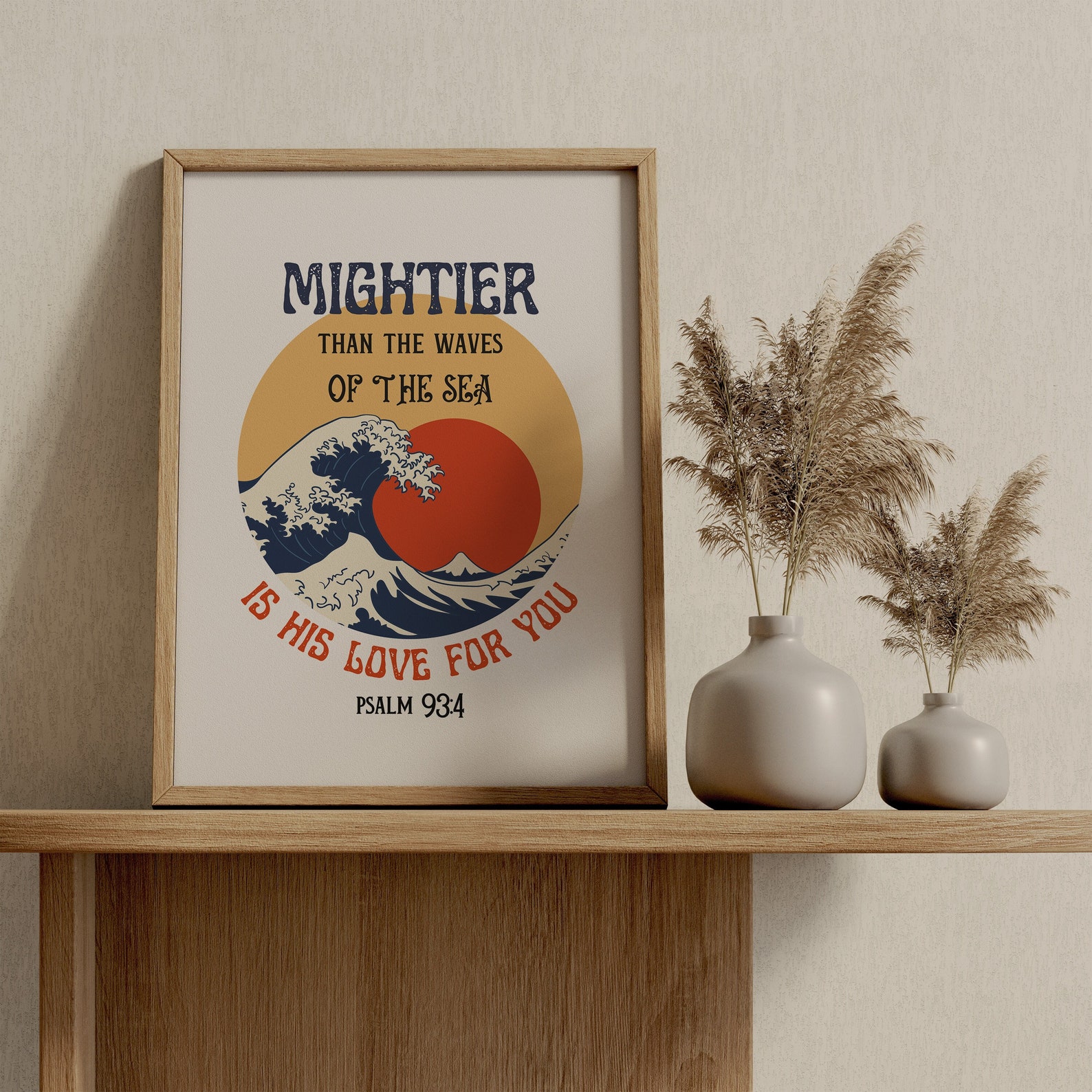 Psalm 93:4 Mightier Than the Waves Print Christian Sunday School Wall ...