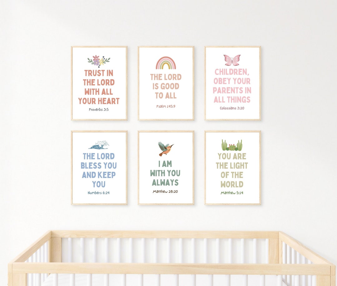 Kids Bible Verse Scripture Wall Art Church Sunday School Wall Art ...