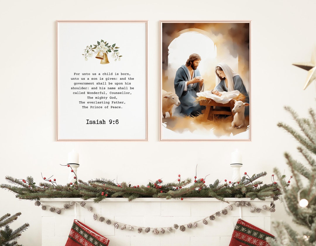 Christmas Nativity Prints Set of 2 Nativity Scene Prints Birth of Jesus ...