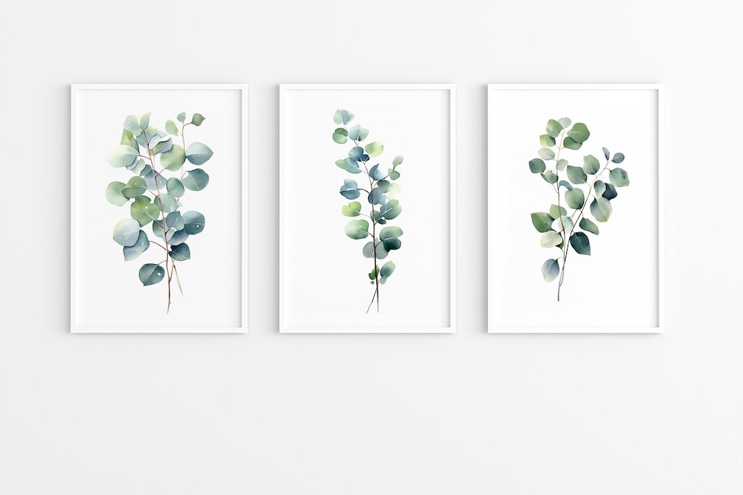 Eucalyptus Wall Art Set of 3, Botanical Wall Art, Eucalyptus Wall Decor ...