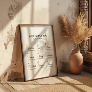 God Says I Am Nursery Wall Print Biblical Affirmations for Kids ...