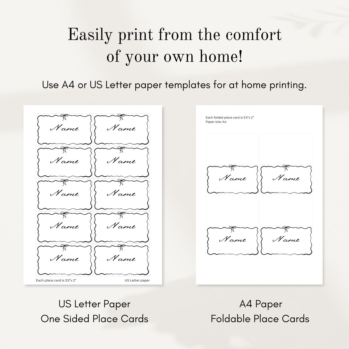 Whimsical Place Card Template for Wedding Editable Name Cards Template ...