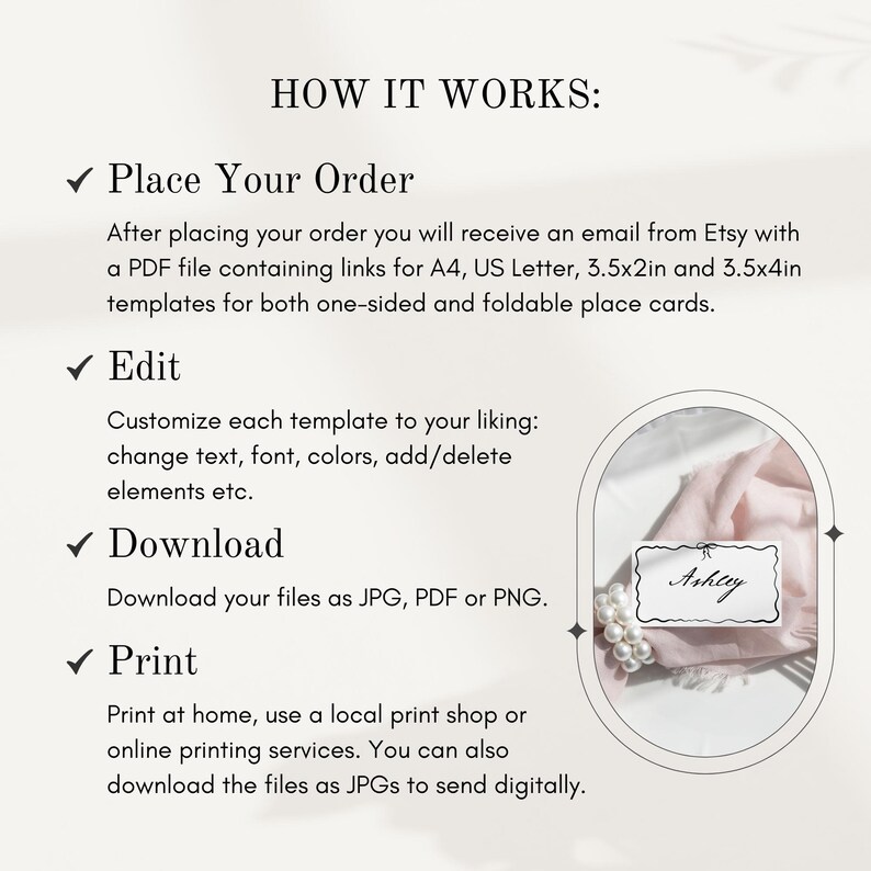 Whimsical Place Card Template for Wedding Editable Name Cards Template ...
