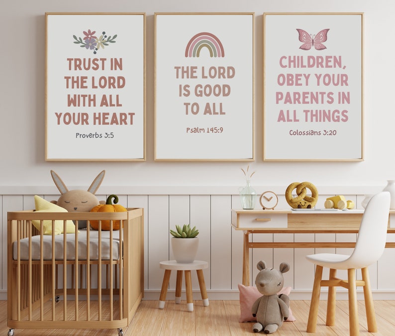 Kids Bible Verse Scripture Wall Art Church Sunday School Wall Art ...