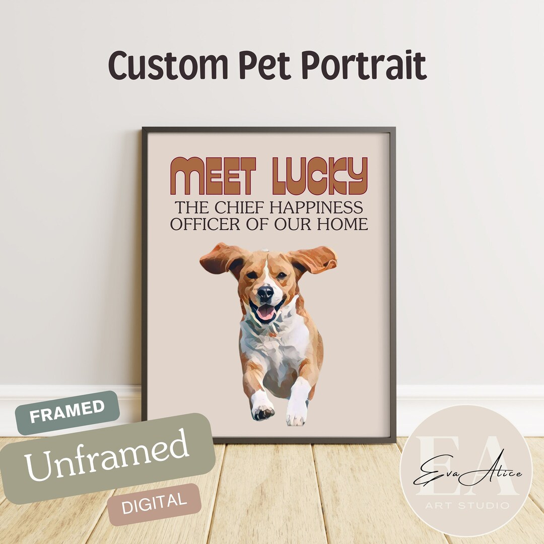 Custom Pet Portrait From Pet Photo Personalized Digital Pet Portrait ...
