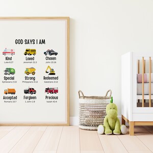 God Says I Am Nursery Wall Print Biblical Affirmations for Kids ...