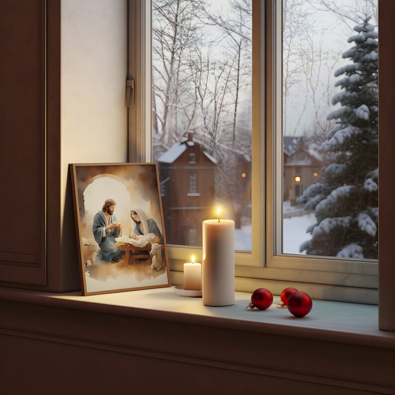 Christmas Nativity Print Nativity Scene Print Birth of Jesus Printable ...