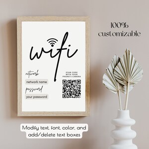 Editable Wifi Password Sign Template Wifi Sign QR Code Canva Template ...