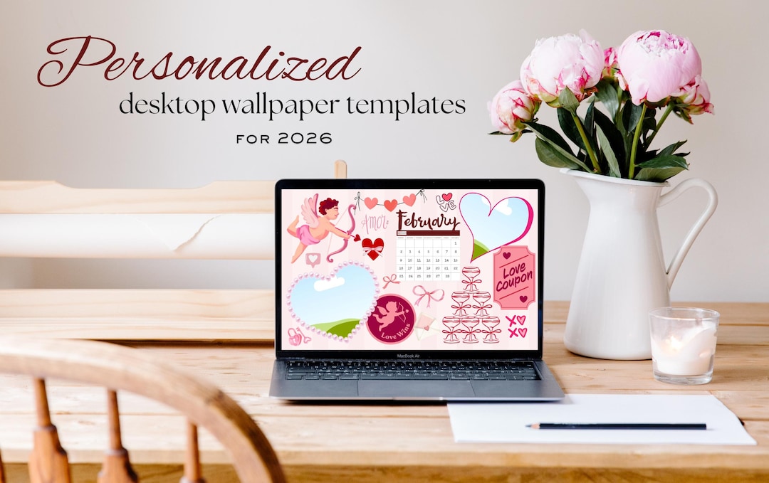 2026 Desktop Wallpaper Template | Editable Canva Calendar (digital ...