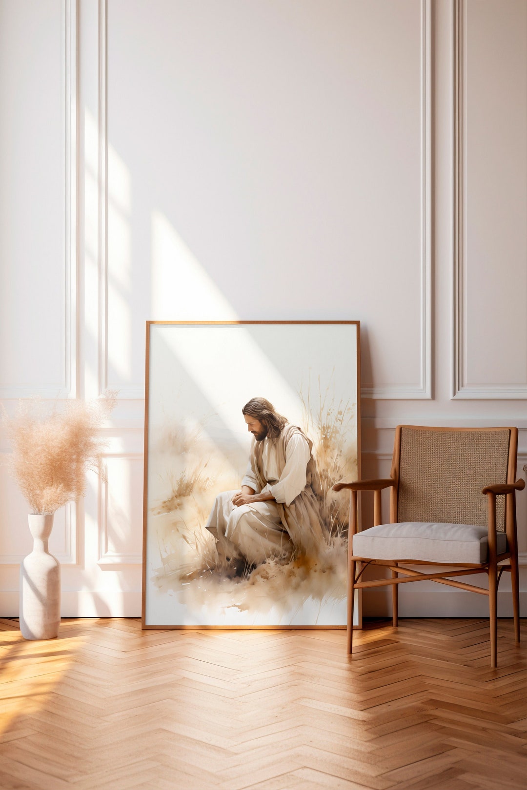 Jesus Praying Wall Print Jesus Wall Art Trendy Living Room Decor Framed ...