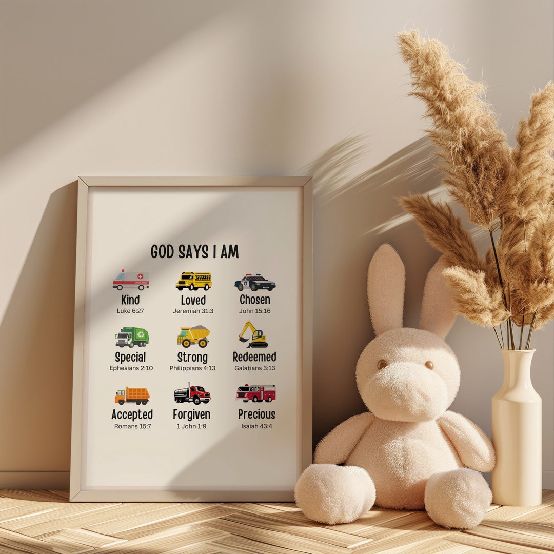 God Says I Am Nursery Wall Print Biblical Affirmations for Kids ...
