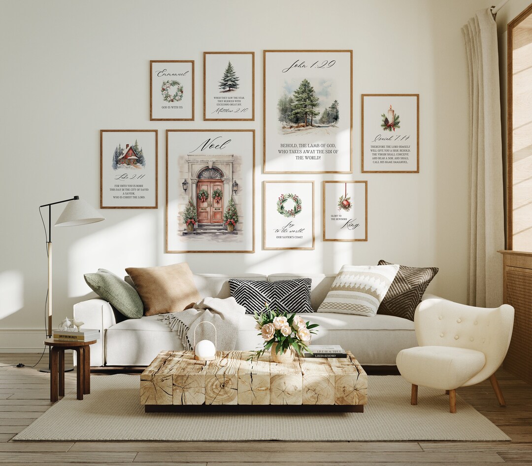 Christmas Scripture Wall Art Set of 8 Farmhouse Christmas Decor ...