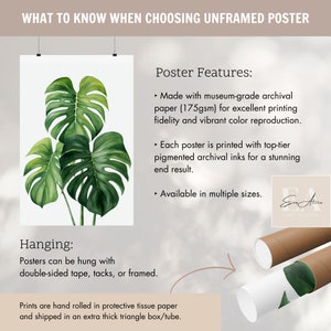 Tropical Leaf Prints, Monstera Leaf Print, 3 Piece Wall Decor ...
