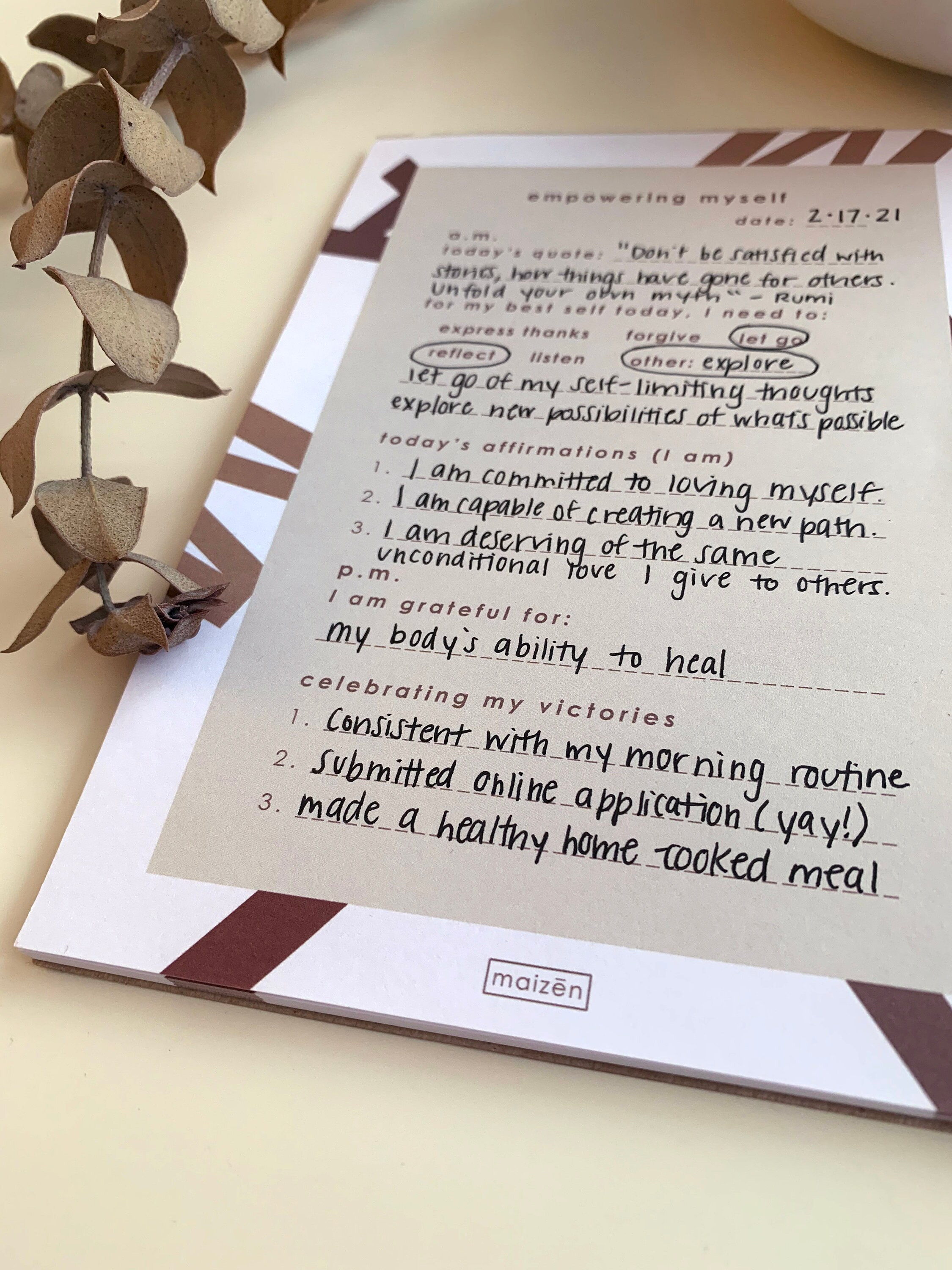 Empowering Myself Notepad, Five Minute Daily Self Care Notepad, Self ...