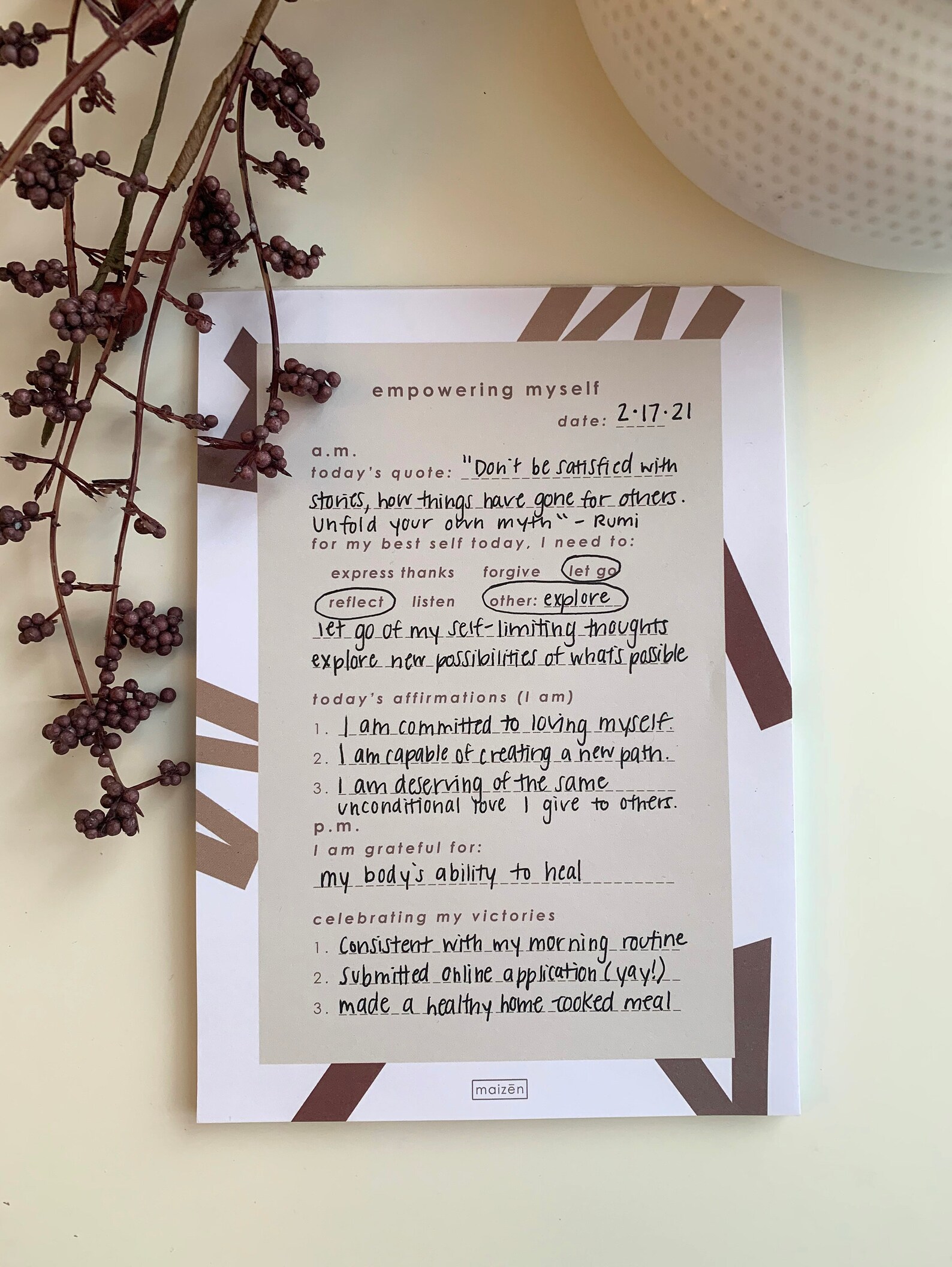 Empowering Myself Notepad, Five Minute Daily Self Care Notepad, Self ...