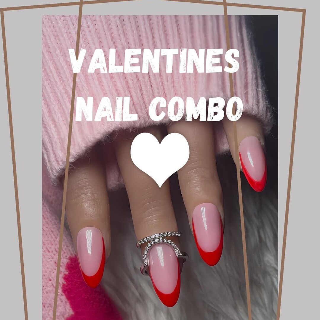 Head Over Heels :cute Valentines Day Red French Hand and Toe Press on Nails. Custom Nail Art ...