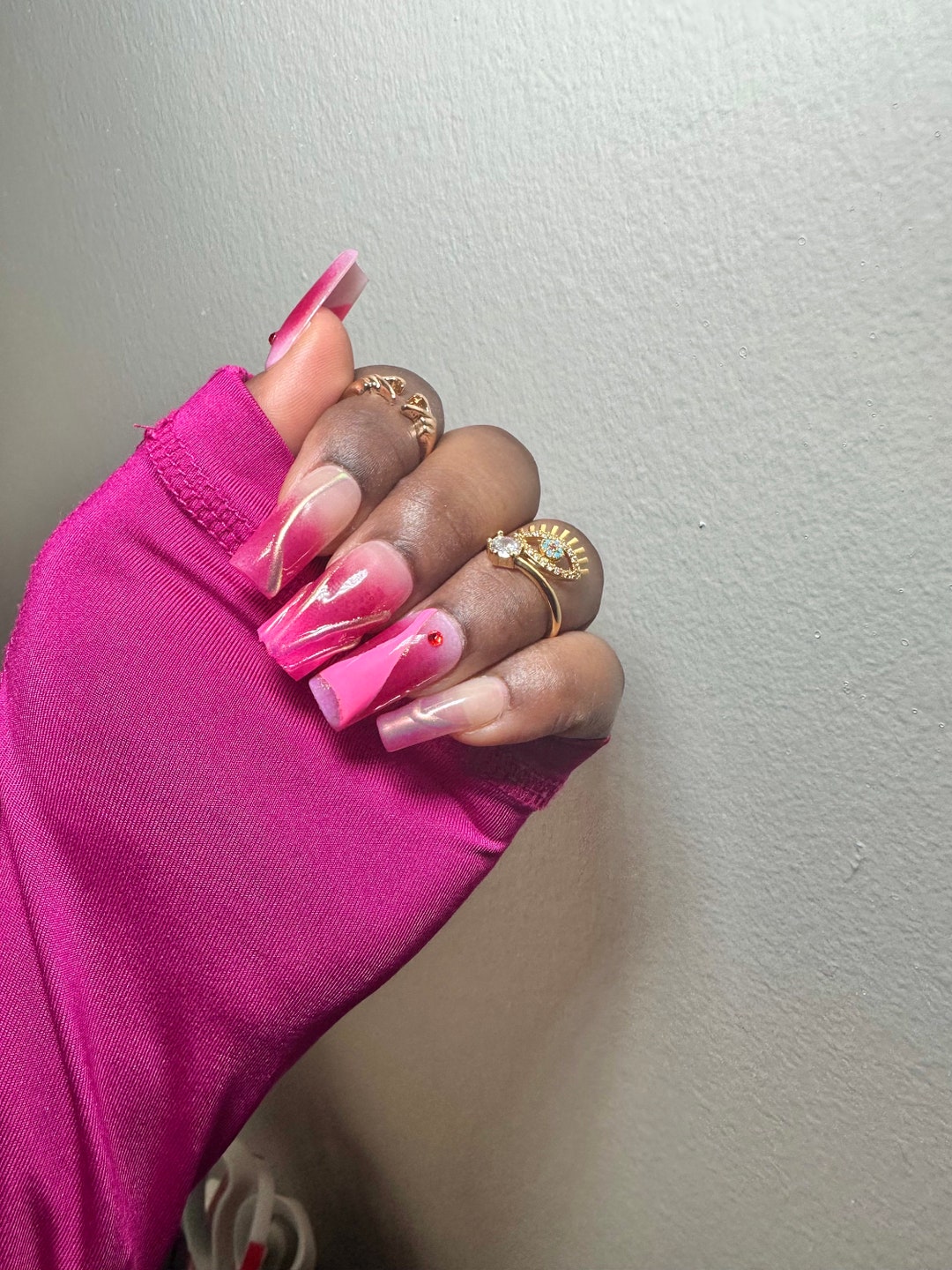 Date Night :nail Artist. Custom Hand-painted Press-on Gel Nails. Square ...