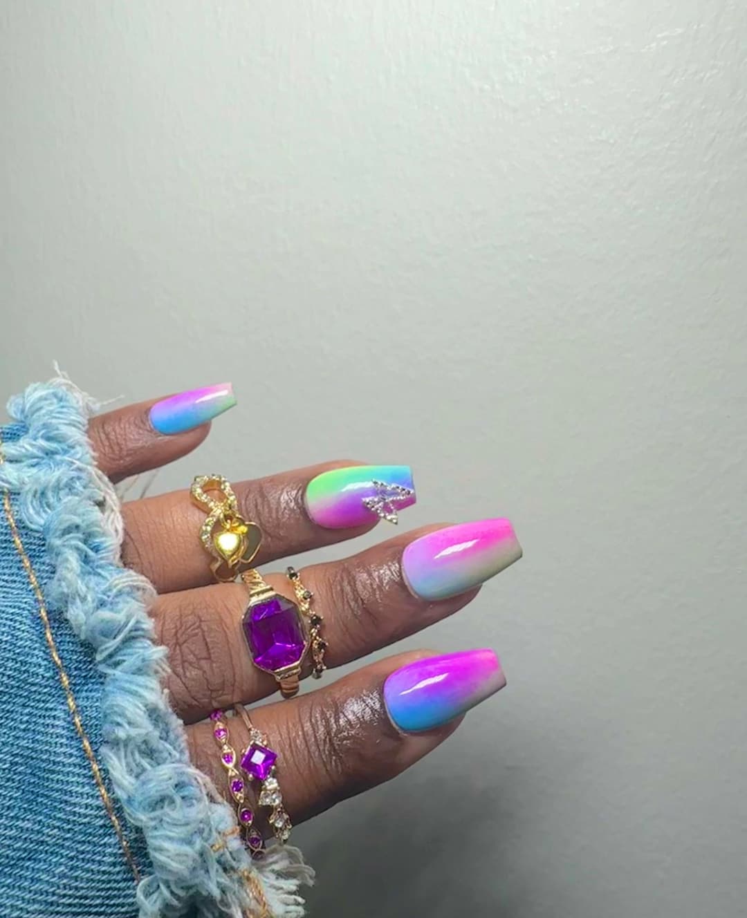 Vacay :nail Artist. Custom Hand-painted Press-on Gel Nails.pink Purple ...