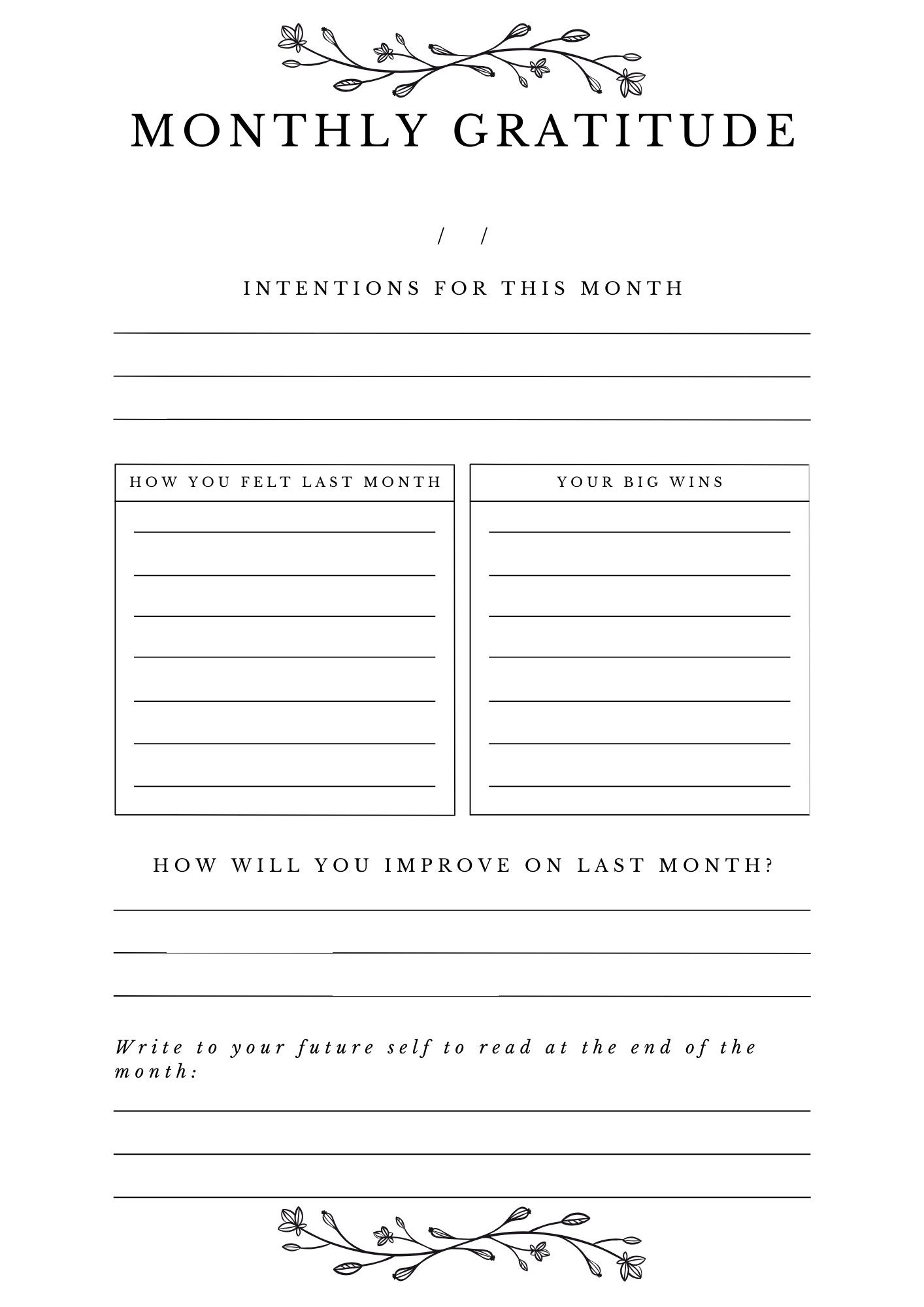 Digital Gratitude Journal,printable-customizable,mindfulness,templates ...