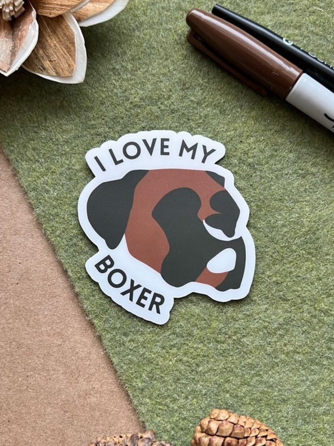 Boxer Dog Sticker I Love My Boxer Sticker Boxer Car Sticker 3 or 4 ...