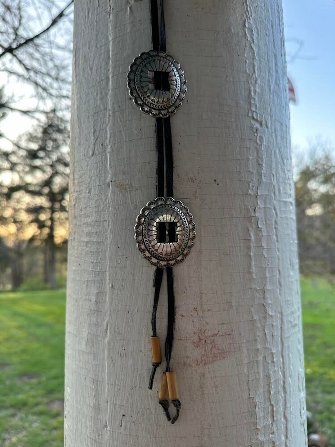 Handmade Concho Adjustable Leather Necklace - Etsy