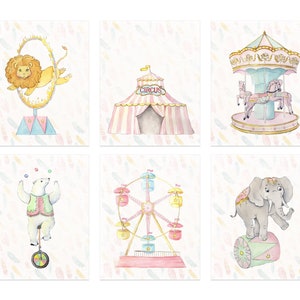 Circus Theme Art Prints for Nursery Set of Six in 8x10 Size Unframed Printed on Photo Paper - Etsy