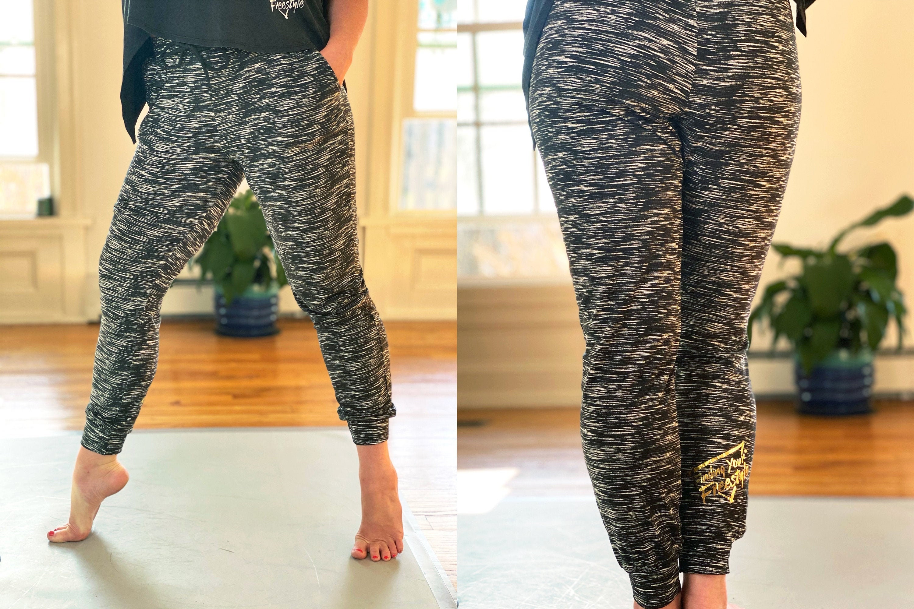 Static / Space Dye Jogger Pants Brushed Full Length Pants Cuffed W ...